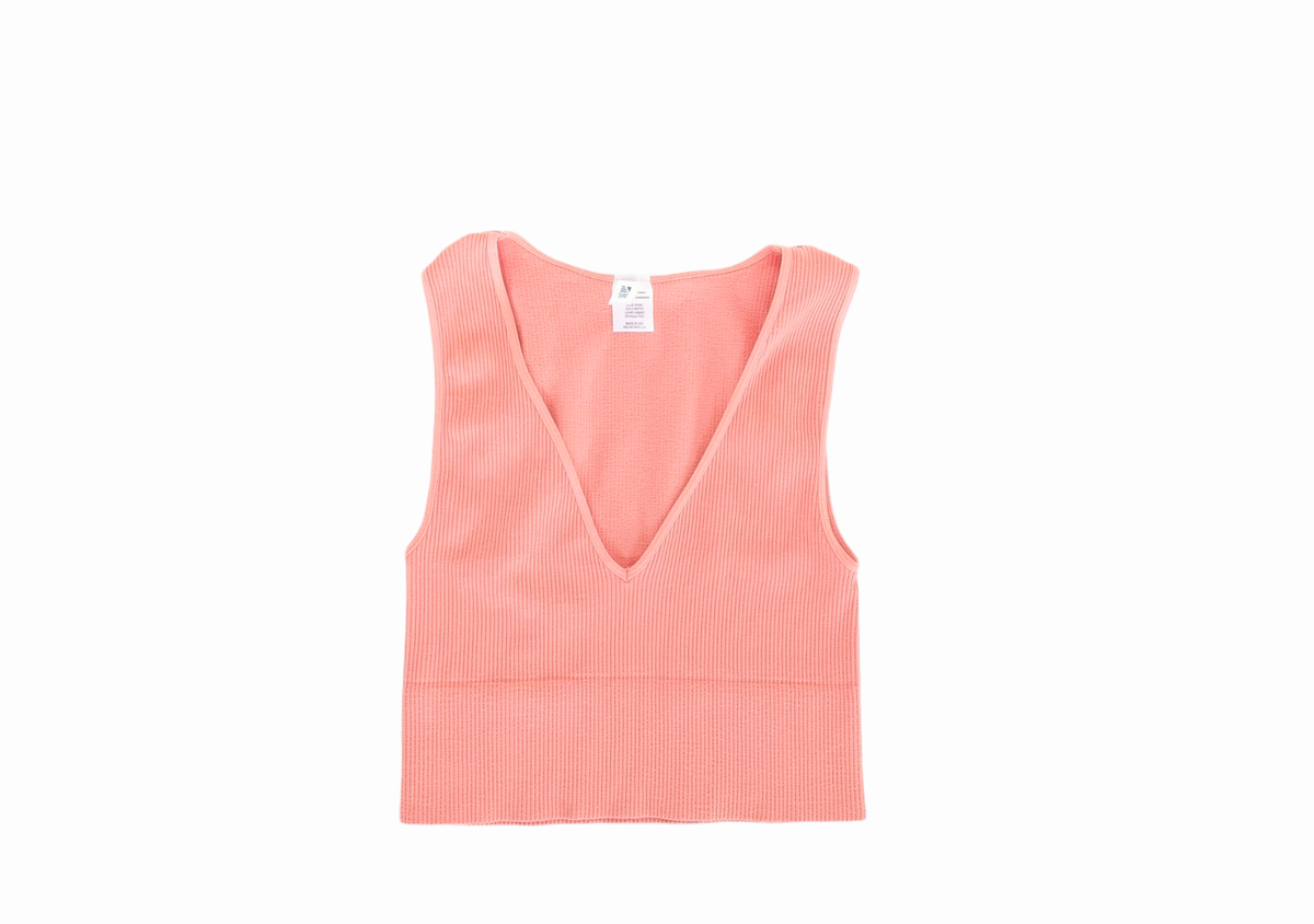 Vara Seamless V-Neck Ribbed Crop Top – EVERVIBE